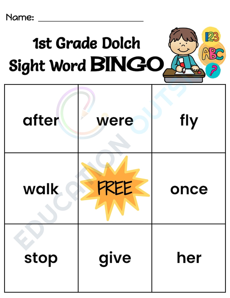 1st Grade Worksheets | Bingo | Dolch Sight Words | Homeschool Printable ...