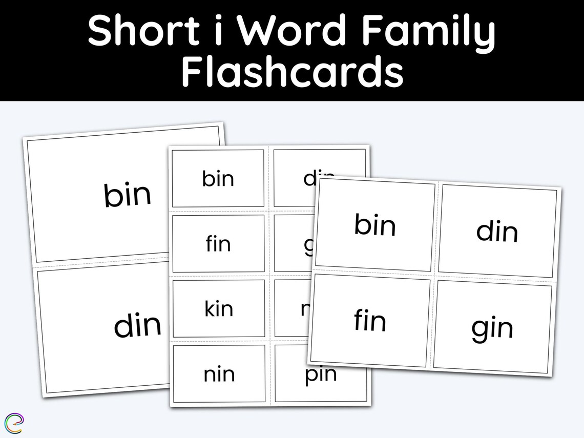 Vowel Sounds Short I Word Families Flash Cards Reading | Etsy