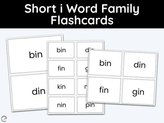 Vowel Sounds Short I Word Families Flash Cards Reading | Etsy