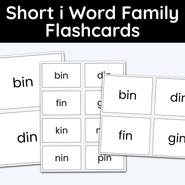 Short I Flash Cards - Etsy
