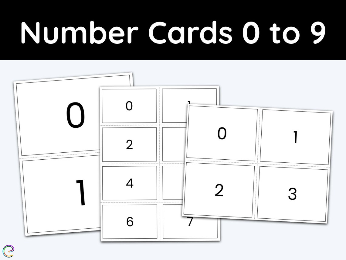 Number Cards Numbers 0-9 Kindergarten Math Flashcards | Etsy
