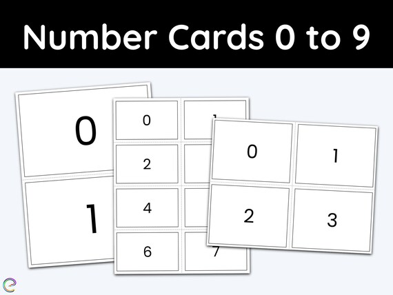 Number Cards Numbers 0-9 Kindergarten Math Flashcards | Etsy