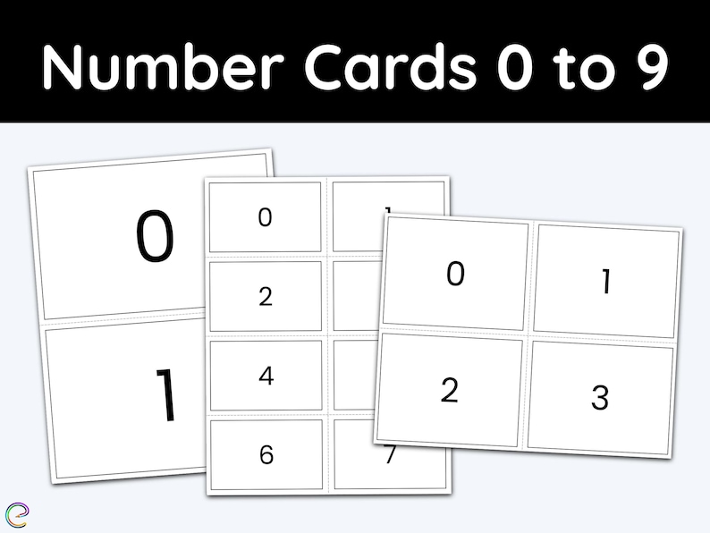 Number Cards, Numbers 0-9, Kindergarten Math, Flashcards, Number ...