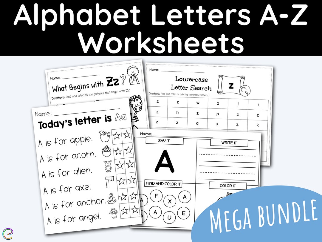 1092 Alphabet Printable Worksheets Homeschool Kindergarten Mega Bundle ...