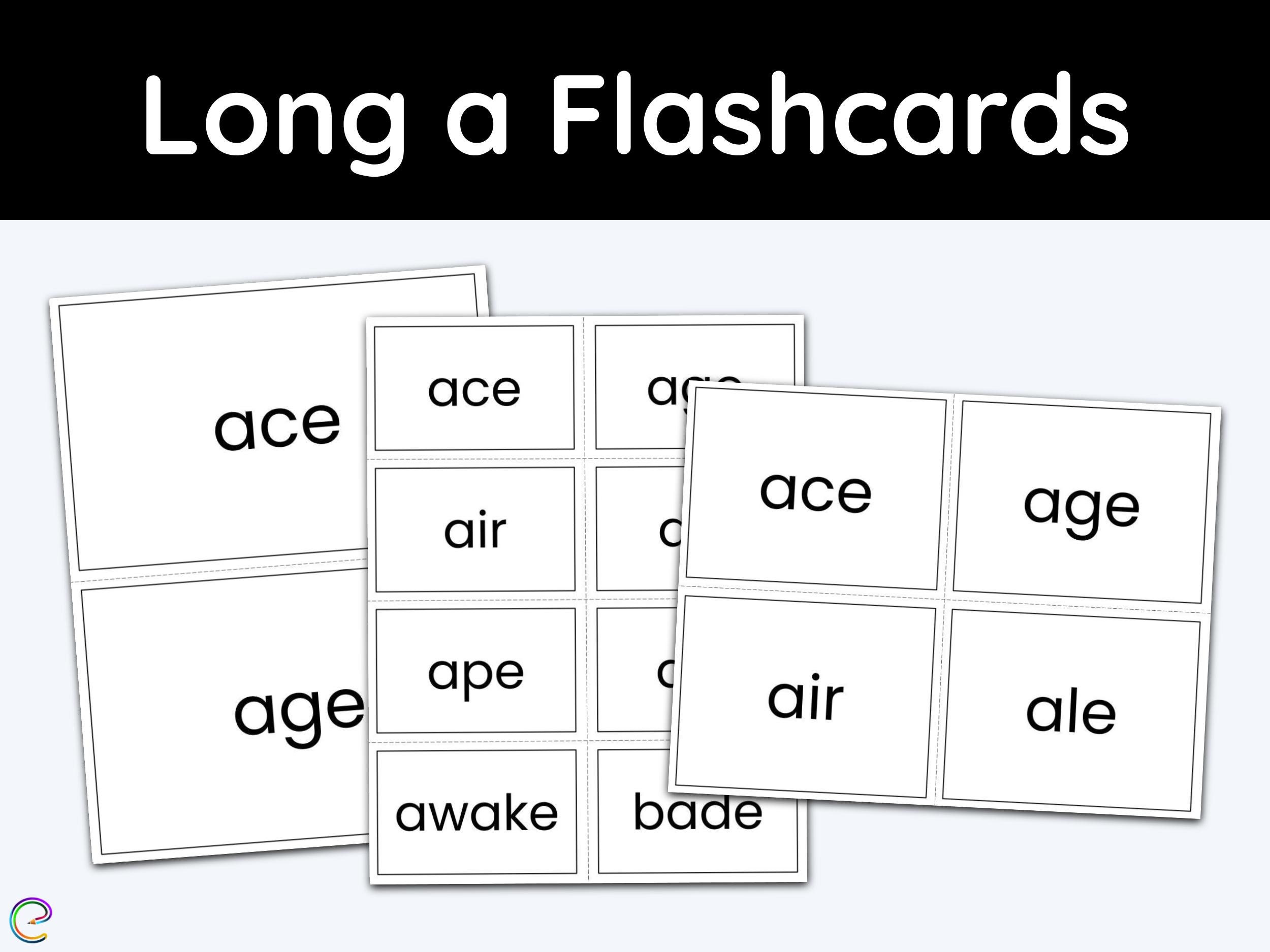 Flashcards, Vowel Sounds, Long A, Kindergarten, First Grade, Homeschool ...