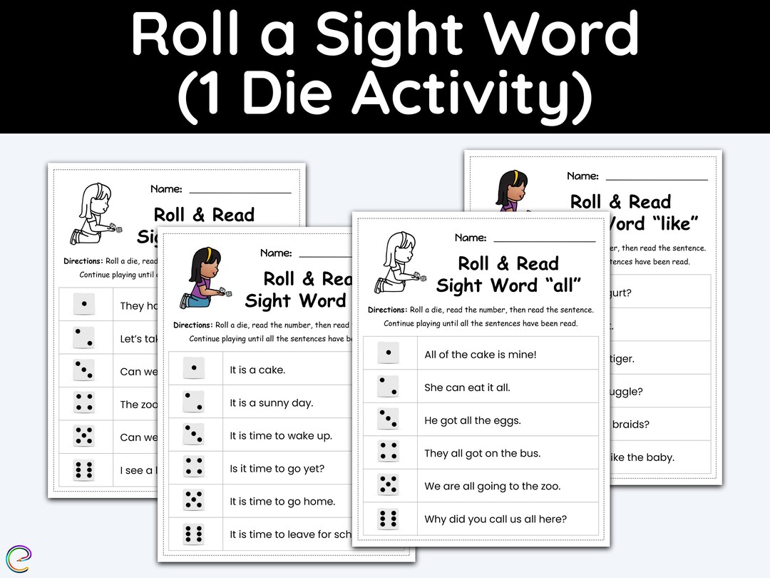 Roll a Sight Word Kids Worksheet Activity, Education Printables for ...
