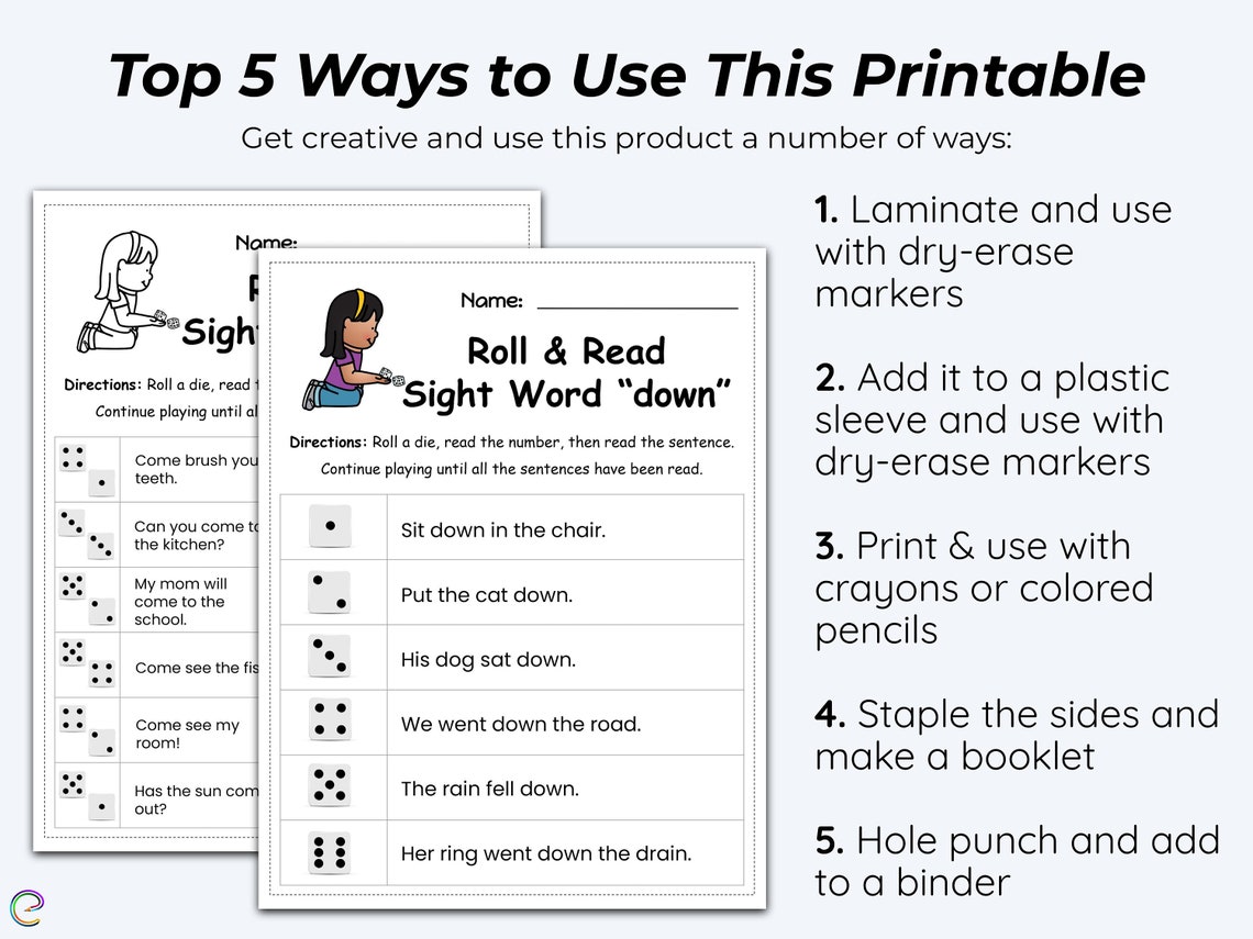 Roll a Sight Word Mega Bundle Education Printables for Early - Etsy