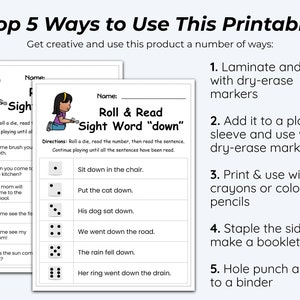 Roll a Sight Word Mega Bundle, Education Printables for Early Learning ...