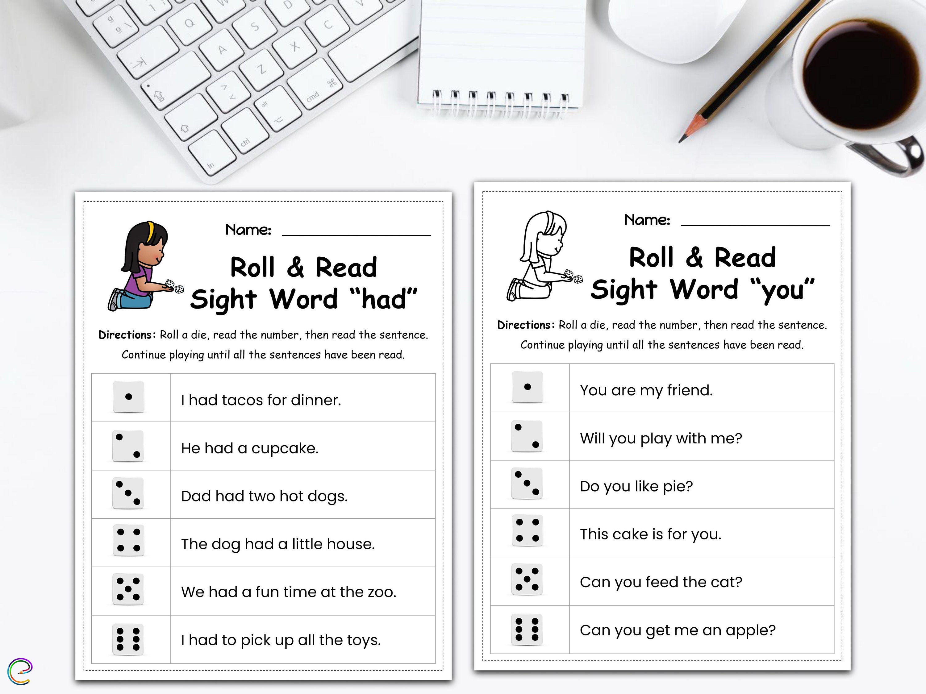 Roll a Sight Word Kids Worksheet Activity, Education Printables for ...