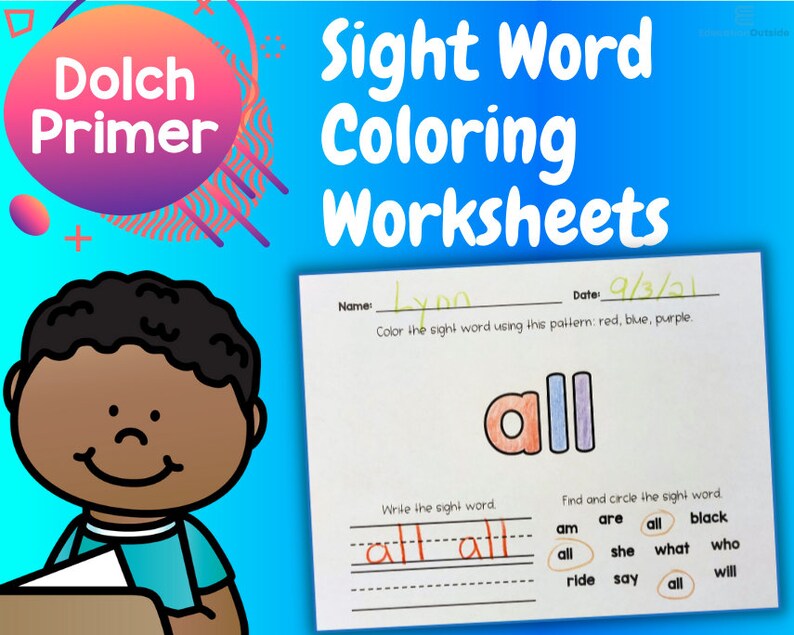 52 PAGES Dolch Sight Words Coloring Worksheets Homeschool Printable ...