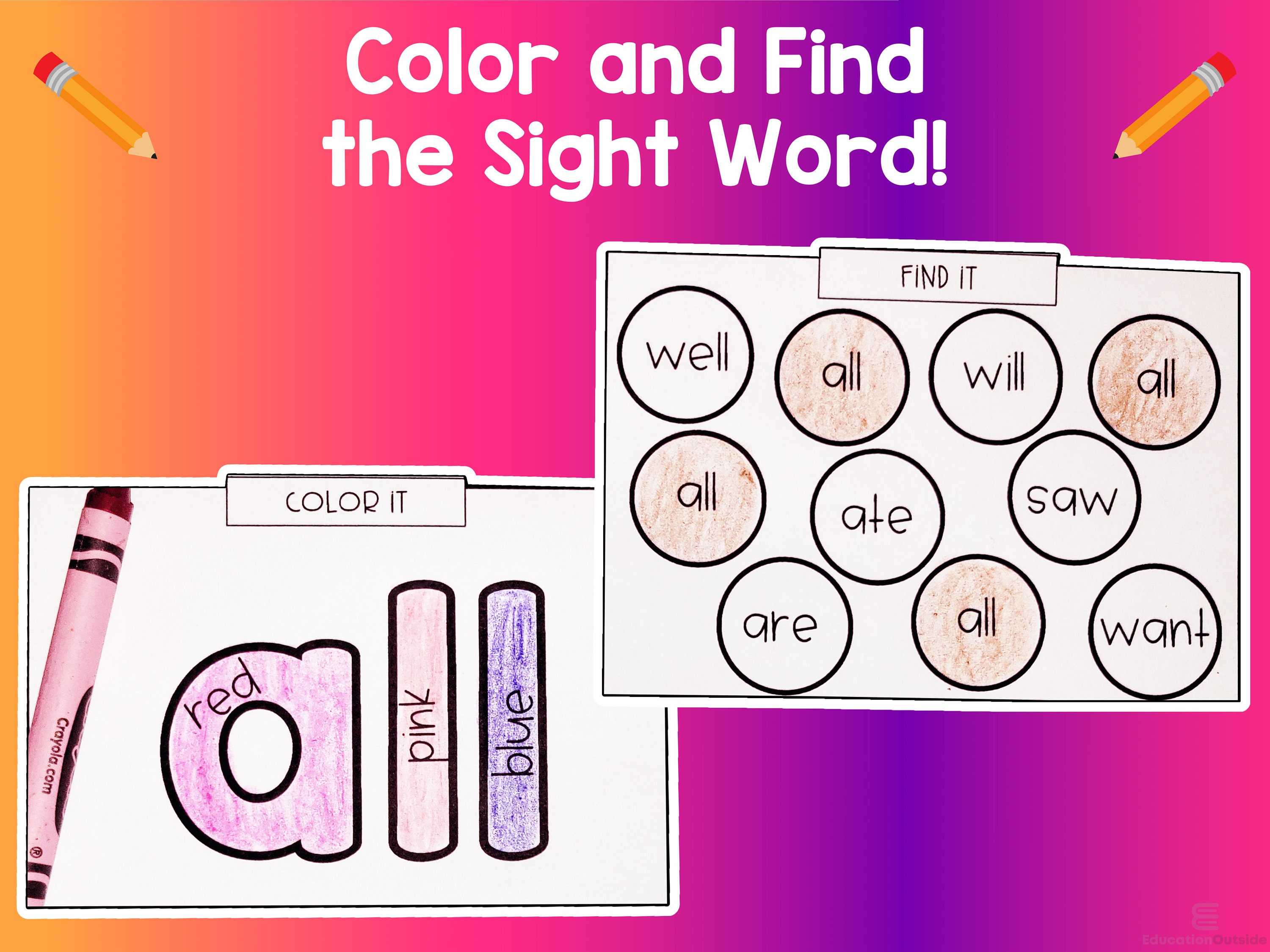 Preschool Worksheets Dolch Sight Words Activity Mat Activity Sheets ...