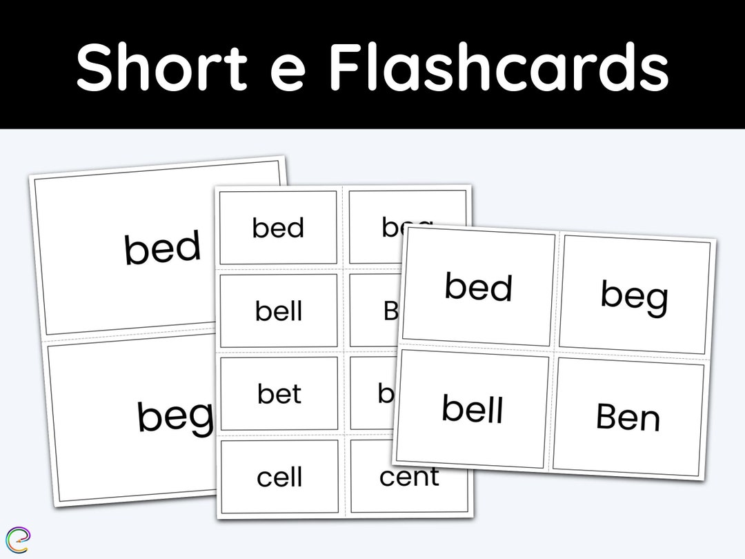 Short E, Flash Cards, Vowel Sounds, Phonics, 1st Grade, Kindergarten ...