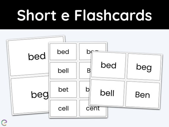 Short E Flash Cards Vowel Sounds Phonics 1st Grade | Etsy