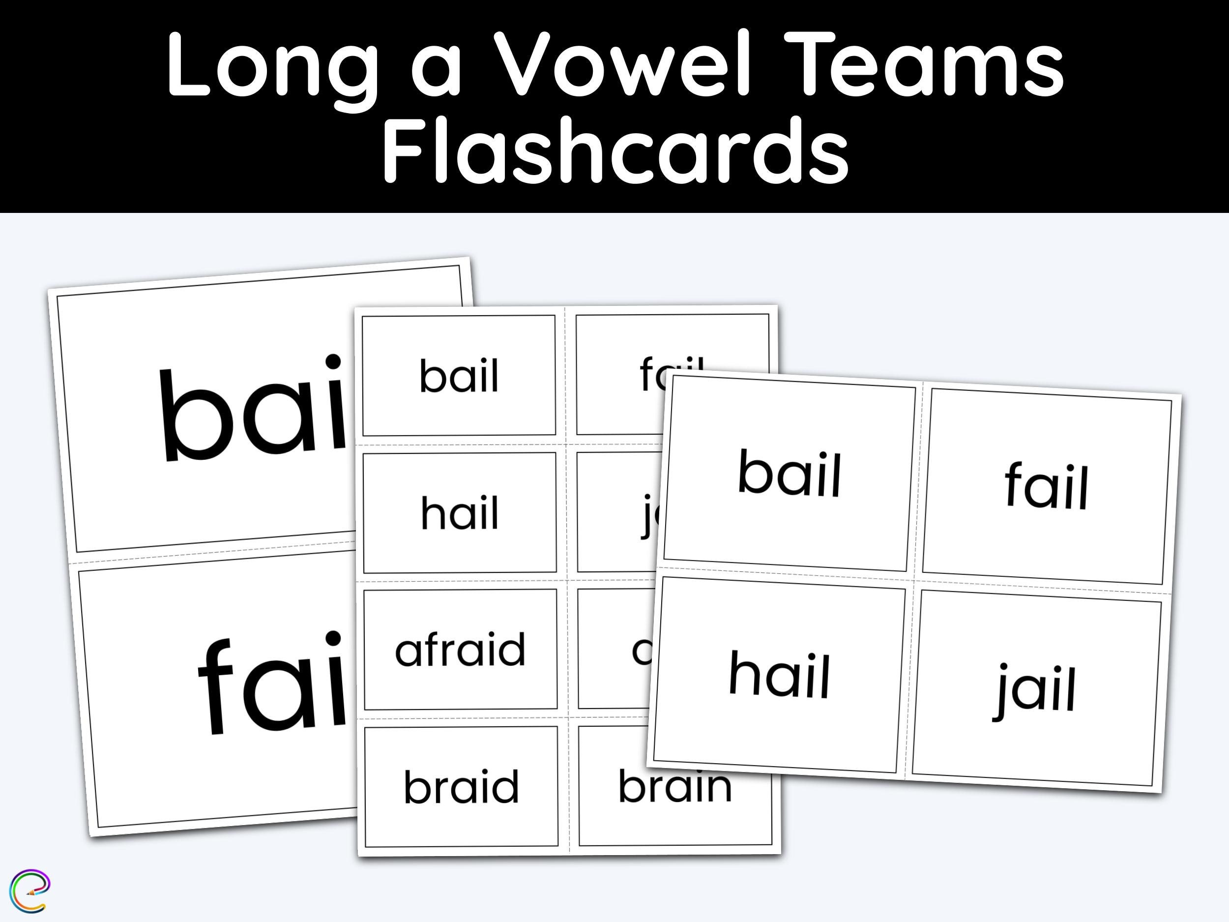 Vowel Sounds, Vowel Teams, Long A, Flash Cards, 2nd Grade, First Grade ...