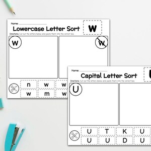 52 Cut Sort Paste Alphabet Worksheets, Activity Sheets, Daycare ...