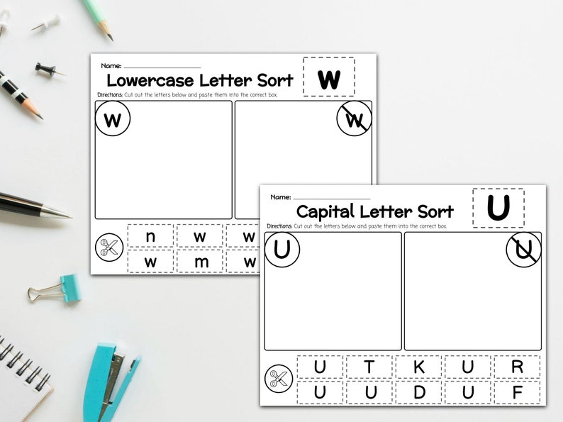 52 Cut Sort Paste Alphabet Worksheets Activity Sheets - Etsy