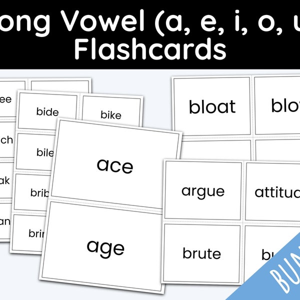 Long Vowels Flash Cards - Etsy