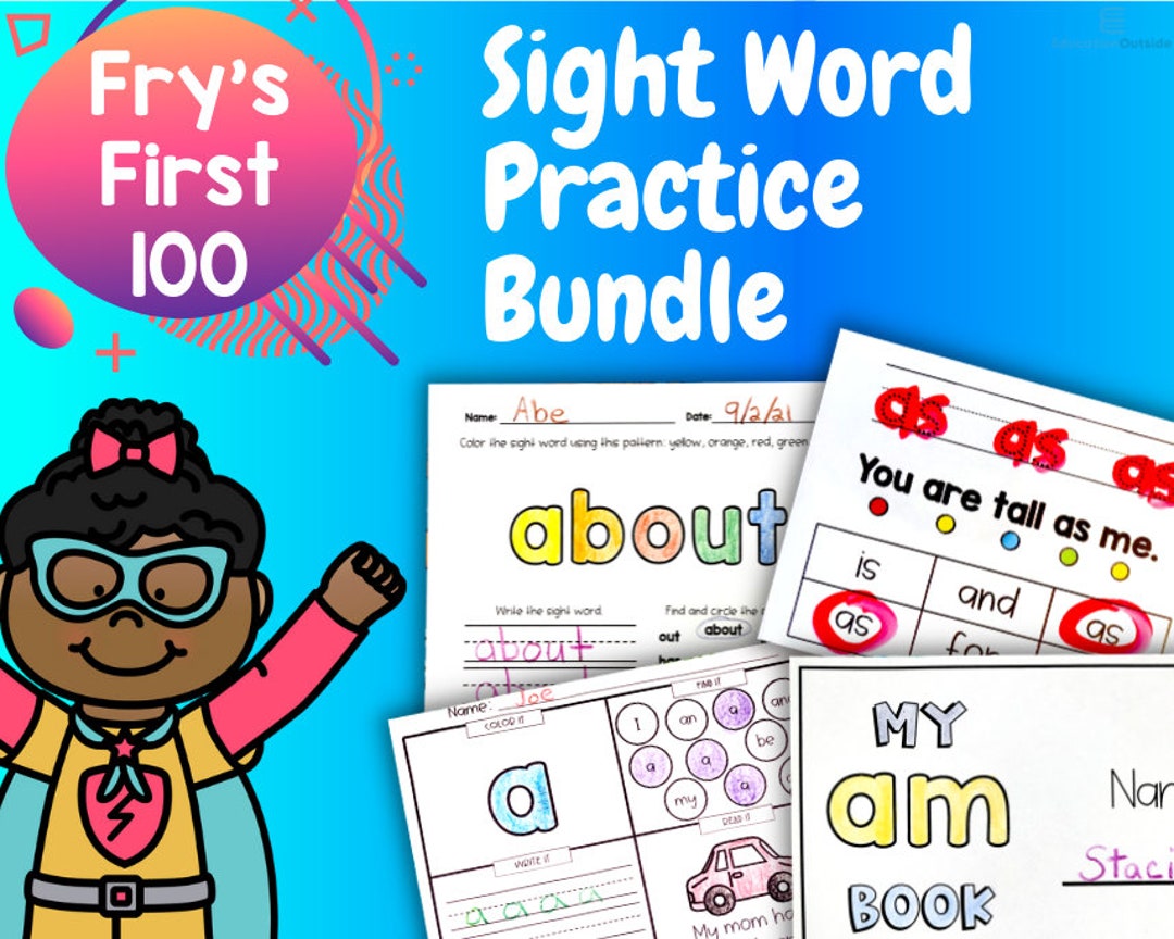 1100 Pages Mega Bundle Frys First 100 Sight Words, Coloring Pages ...