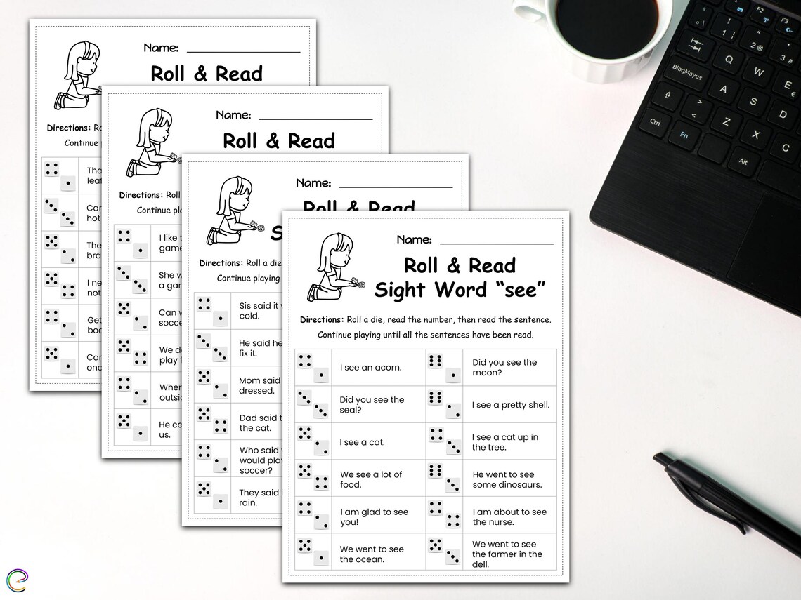 Roll a Sight Word Kids Worksheet Activity Teacher Resources - Etsy