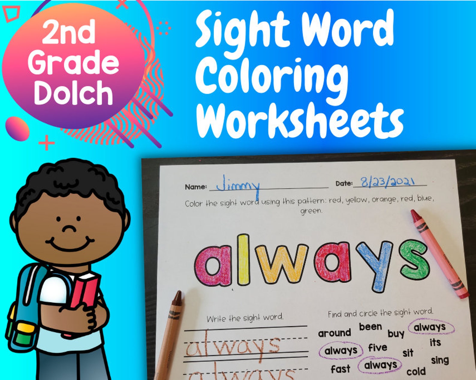2nd Grade Coloring Worksheets for Dolch Sight Words, Children ...
