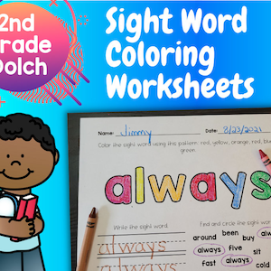 2nd Grade Coloring Worksheets for Dolch Sight Words, Children ...