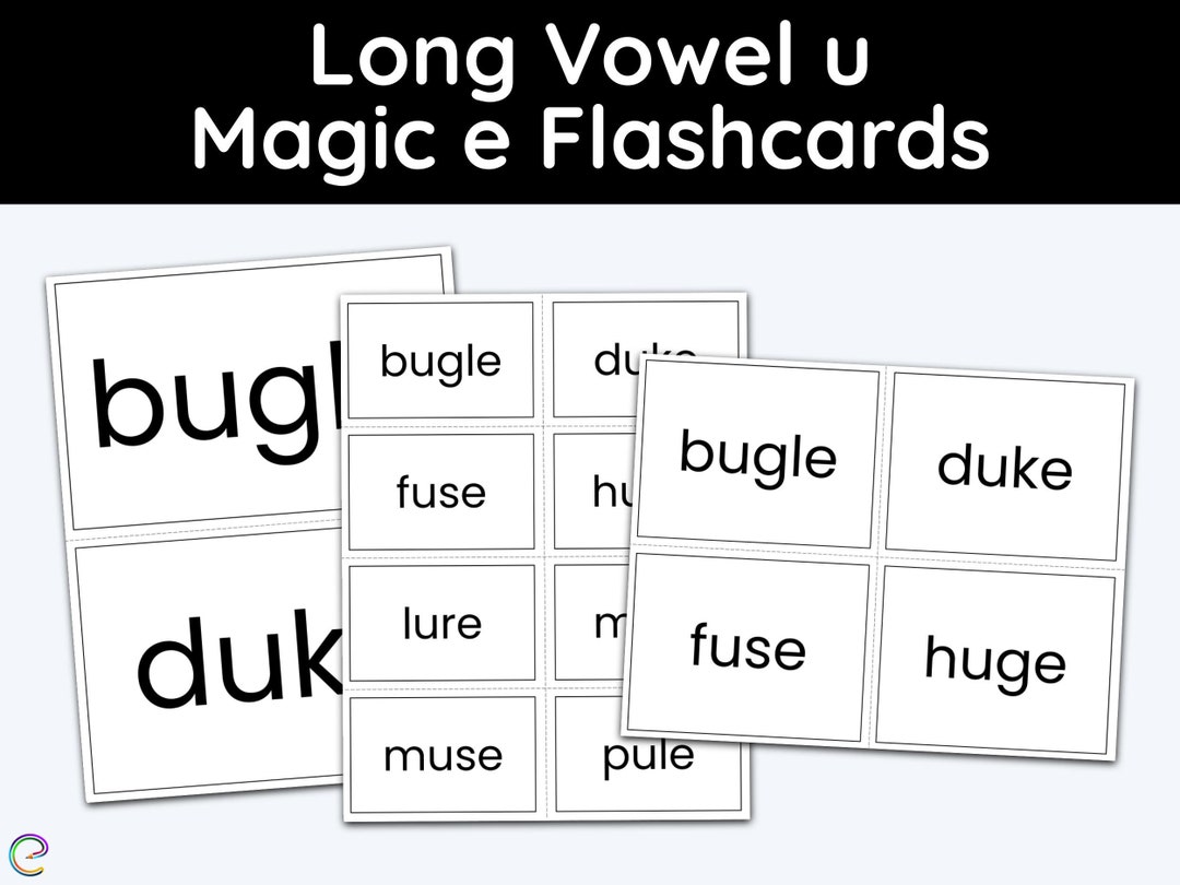 Flashcards Printable, Long U, Magic E, Vowels, 1st Grade, 2nd Grade ...