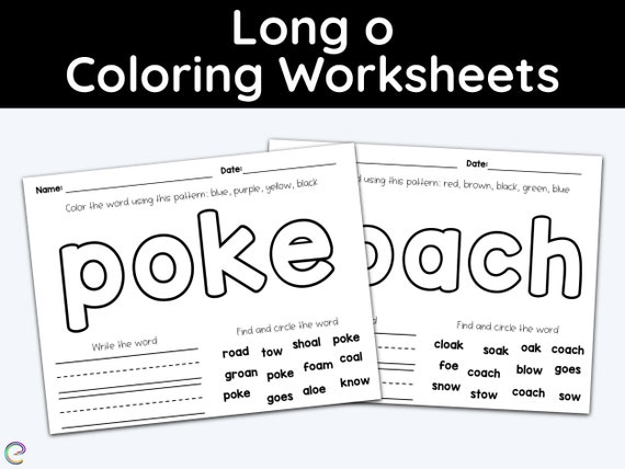 Long O Vowels Coloring Worksheets Children Activities 1st | Etsy