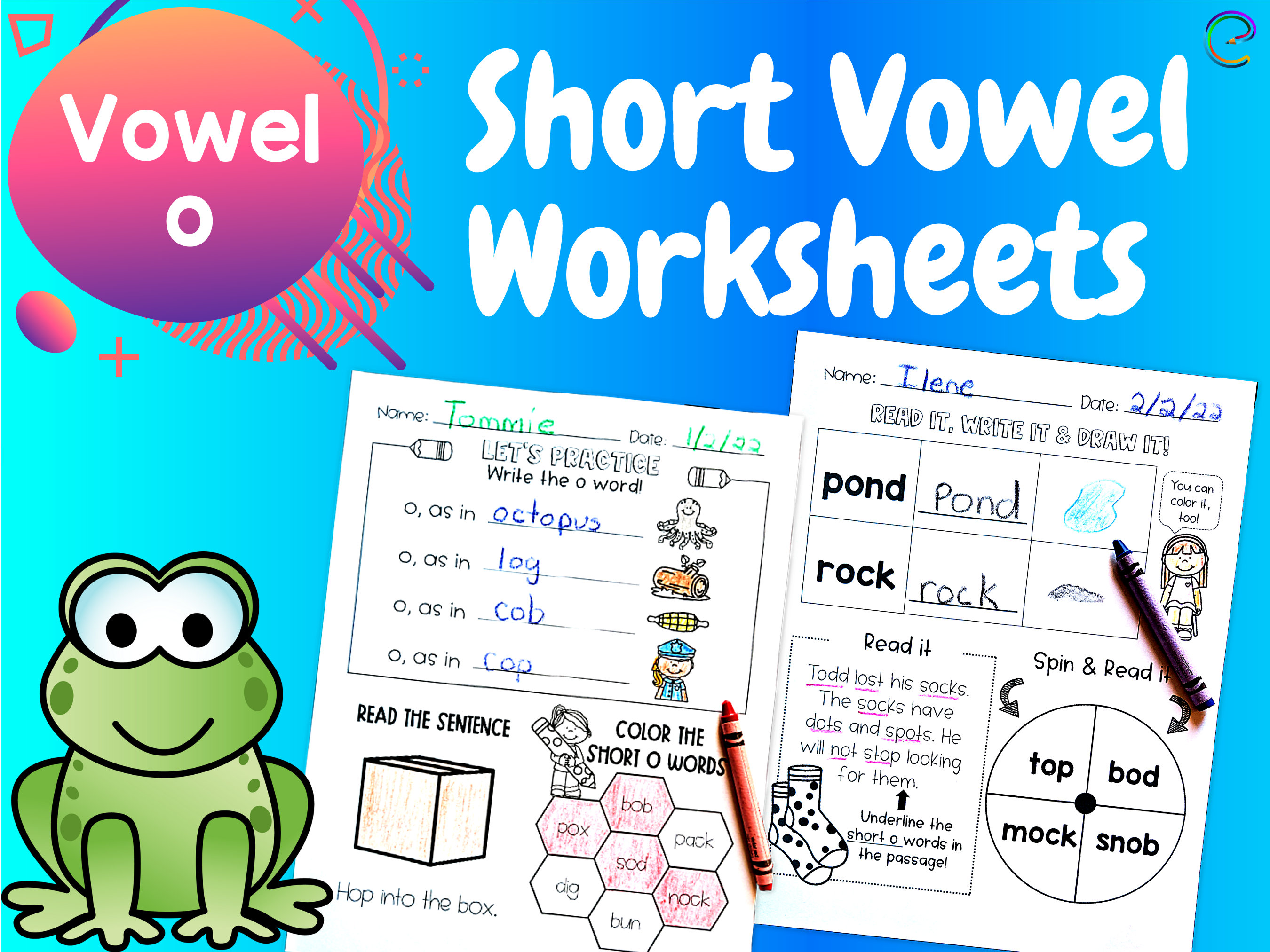 Short O, Short Vowel, CVC Words, Children Worksheets, Reading Printable ...