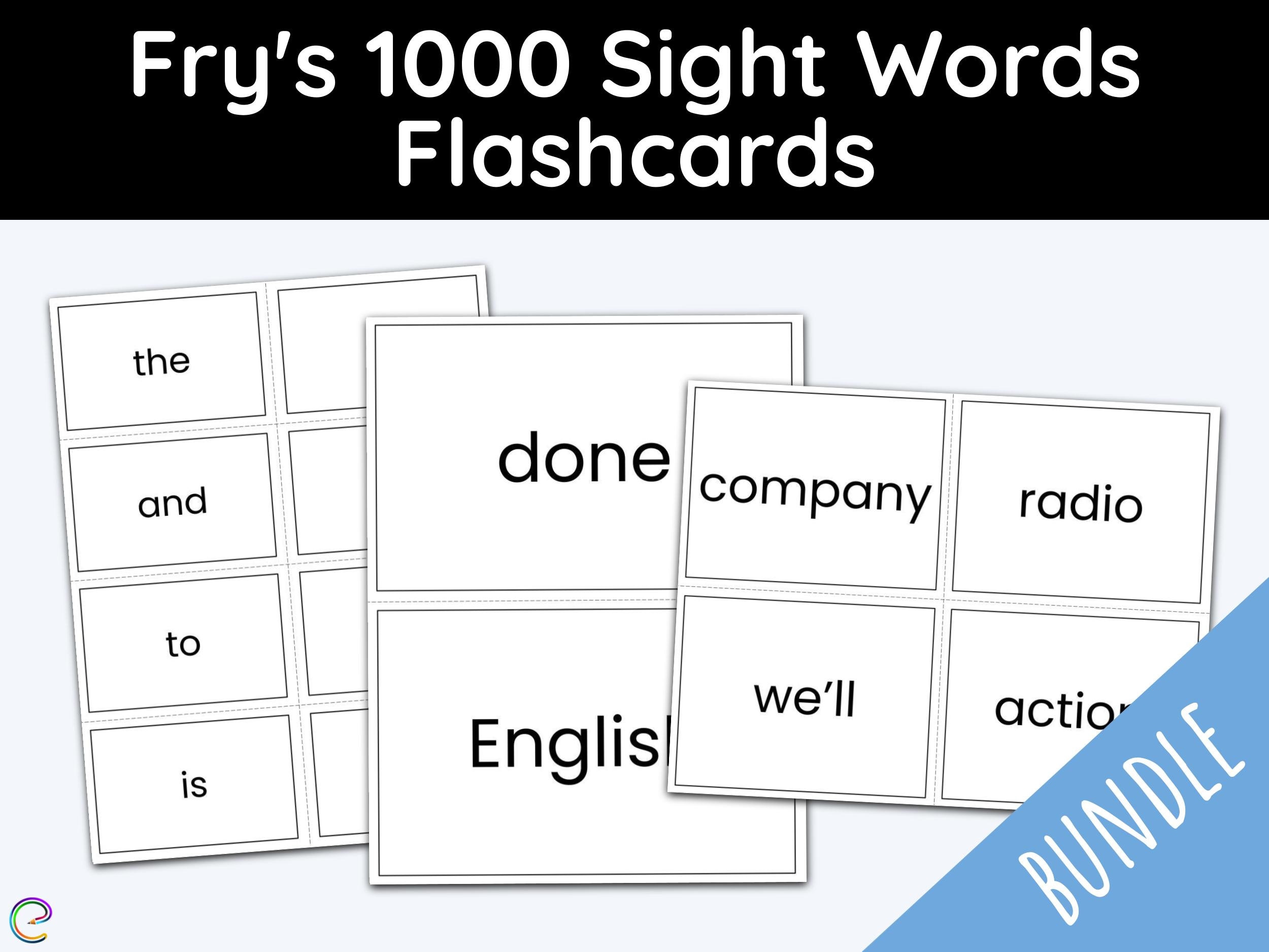 Mega Bundle Fry Sight Words Flash Cards 1st Grade 2nd Grade 3rd Grade ...