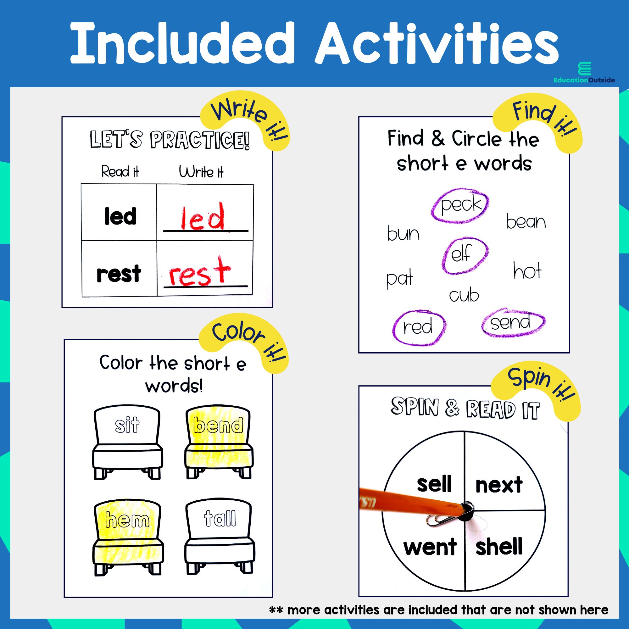 Letter E, Short Vowels, Phonics, Education Worksheets, CVC Words, 1st ...