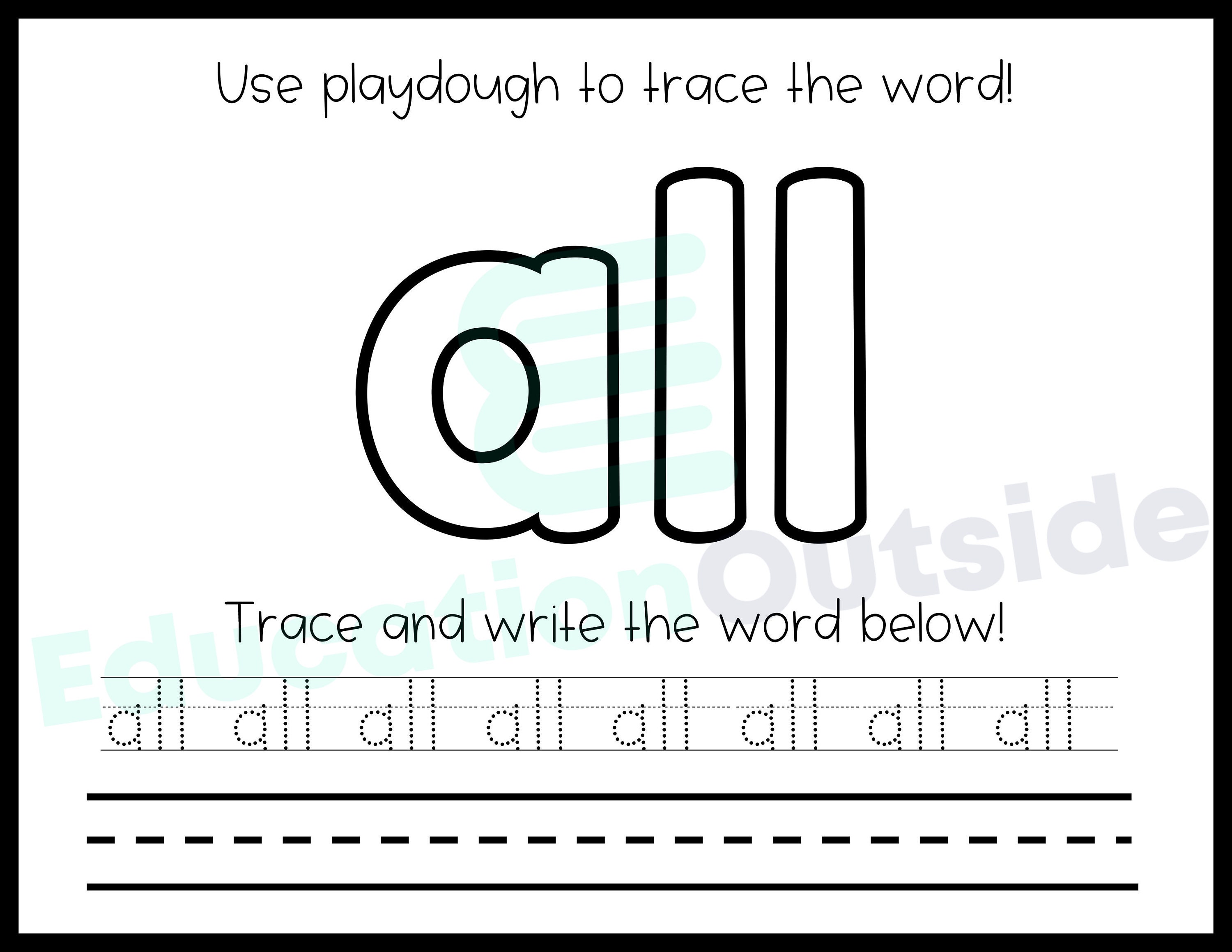 Kindergarten Dolch Sight Words Playdough Mats Montessori Printable ...