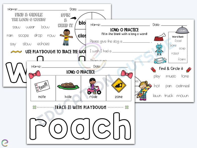 1st Grade Worksheets, Long O, Second Grade, Education Printables, Vowel ...