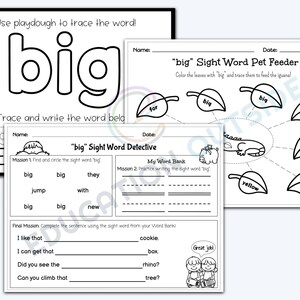 Sight Words, Sight Word Big, Kindergarten Worksheets, First Grade ...