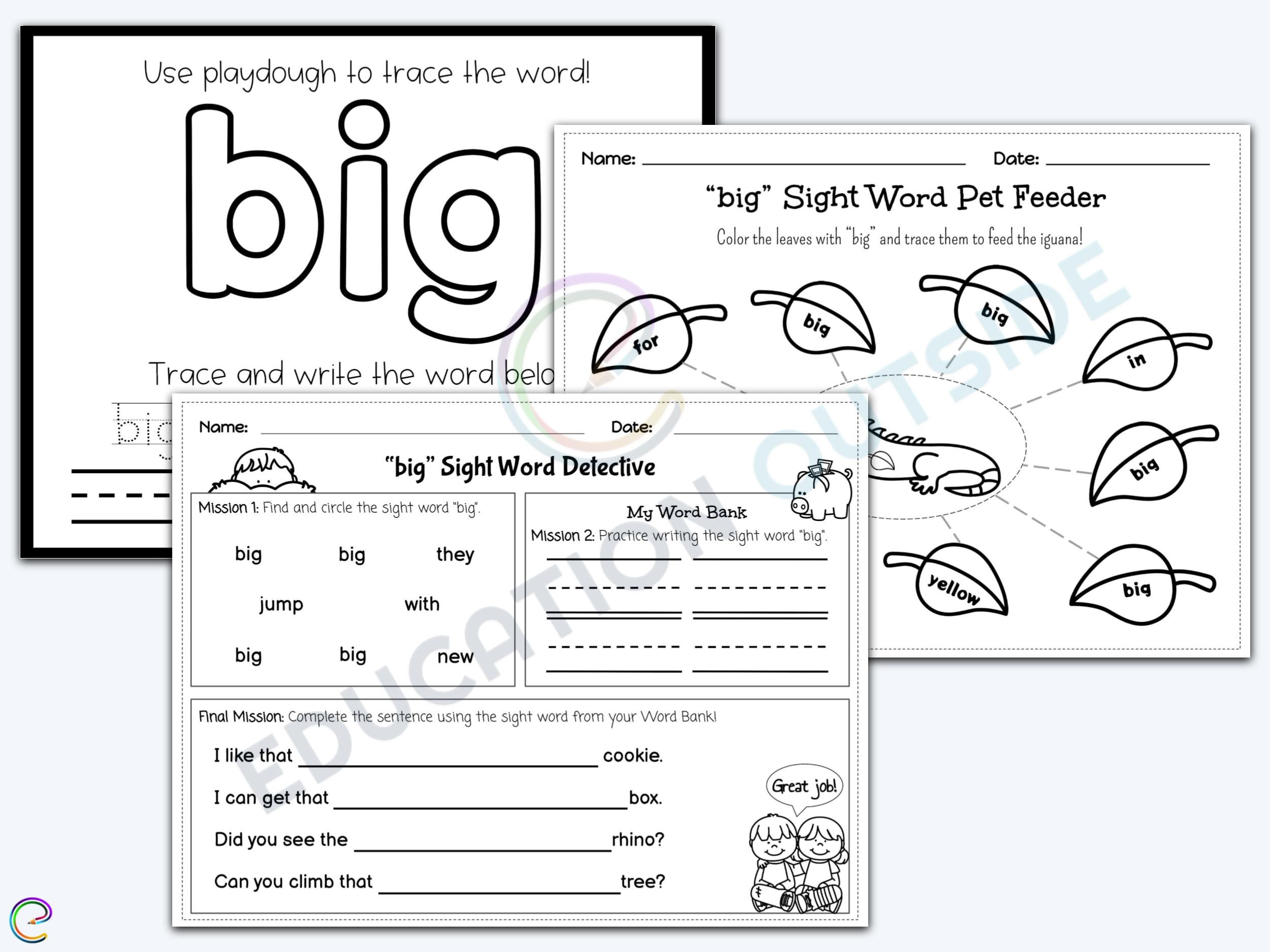 Sight Words, Sight Word Big, Kindergarten Worksheets, First Grade ...