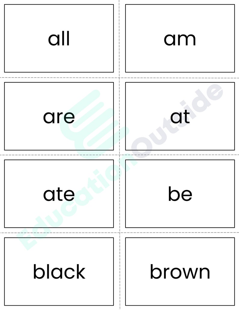 Kindergarten Dolch Sight Word Flashcards Education Printables Early ...