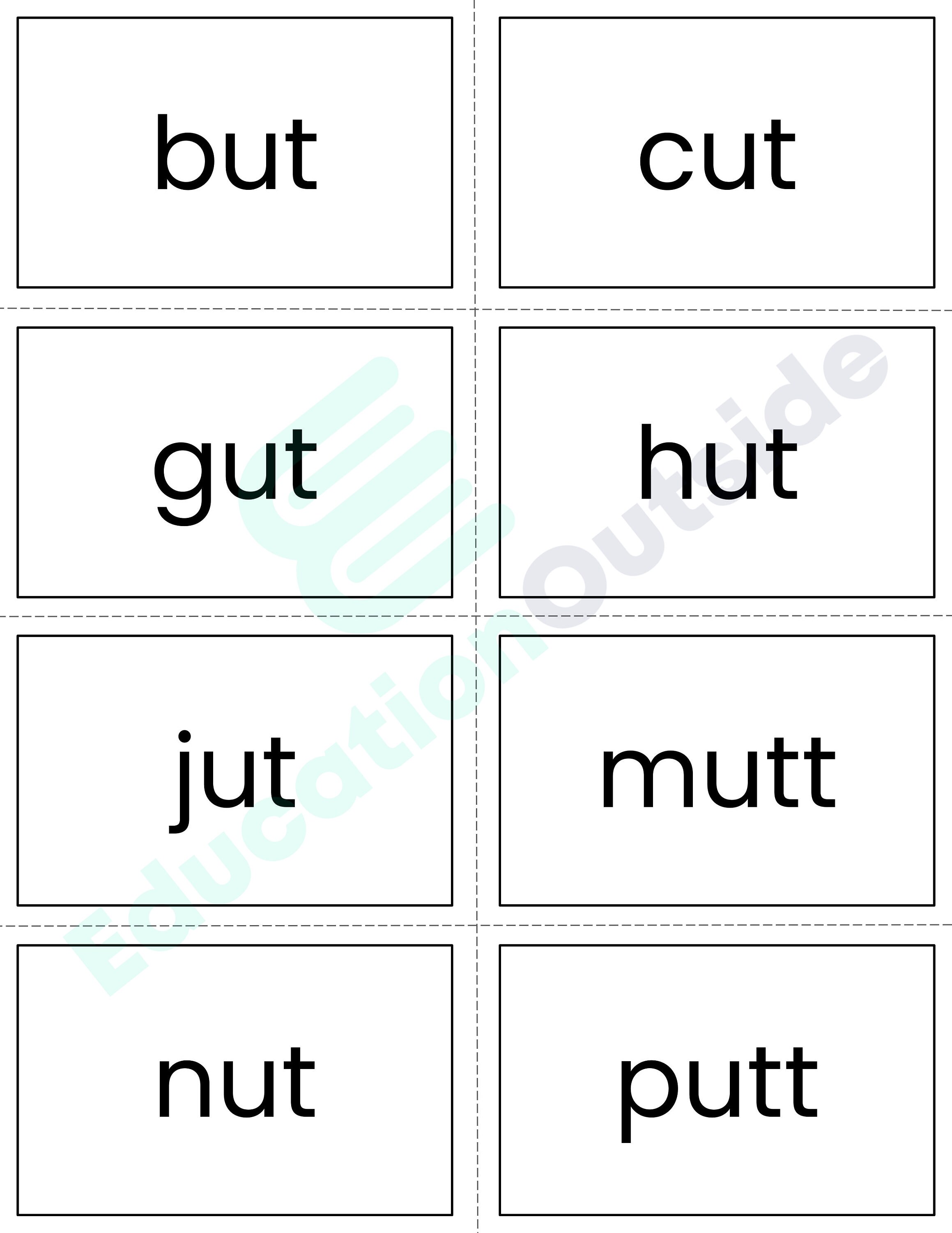 Flashcards, Vowel Sounds, Short U, Preschool Learning, Kindergarten ...