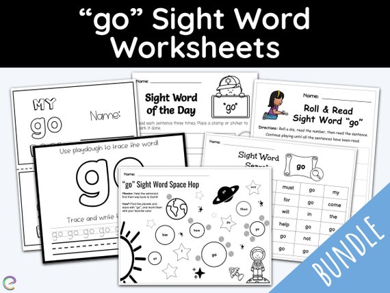Sight Words Sight Word Go Kindergarten Worksheets First | Etsy