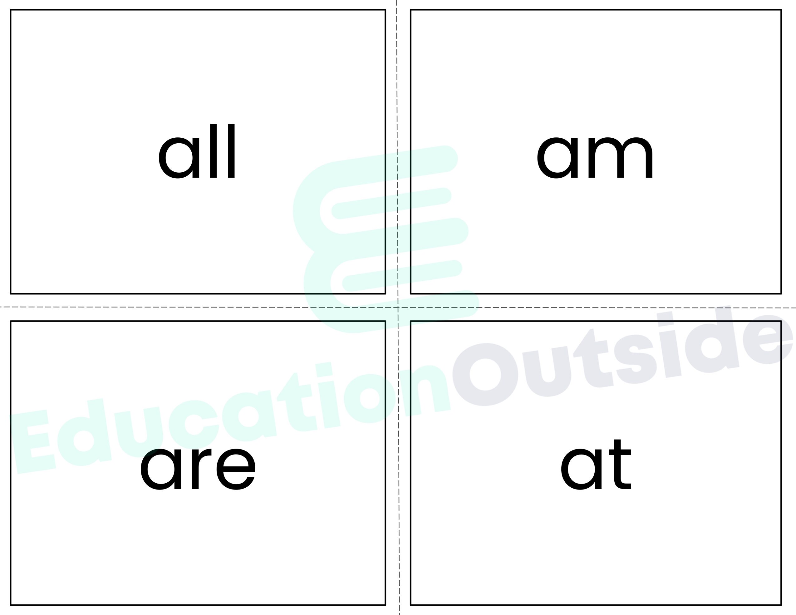 Kindergarten | Dolch Sight Word Flashcards | Education Printables ...