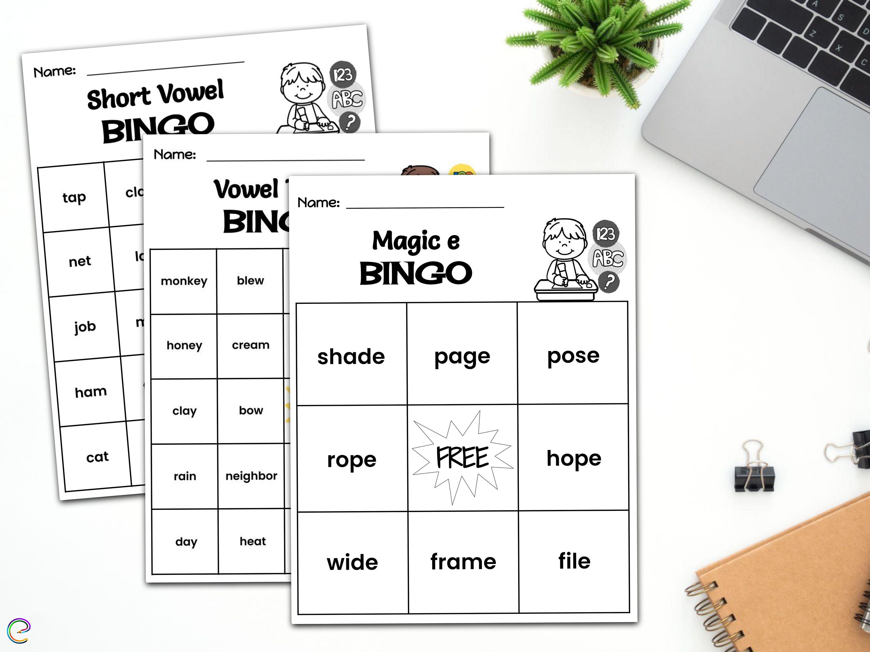 222 Page Vowel Practice Kids Bingo Mega Bundle, Education Printables ...