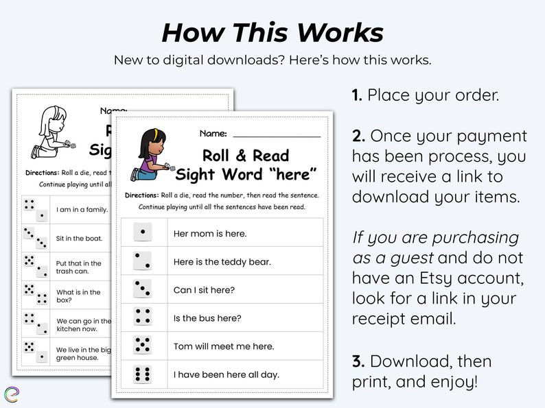 Roll a Sight Word Mega Bundle, Education Printables for Early Learning ...