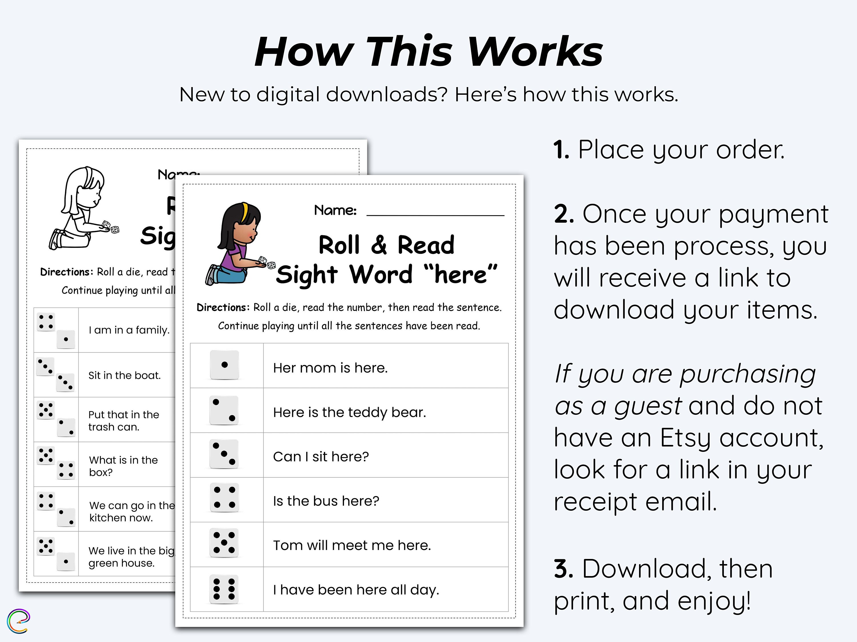 Roll a Sight Word Mega Bundle, Education Printables for Early Learning ...