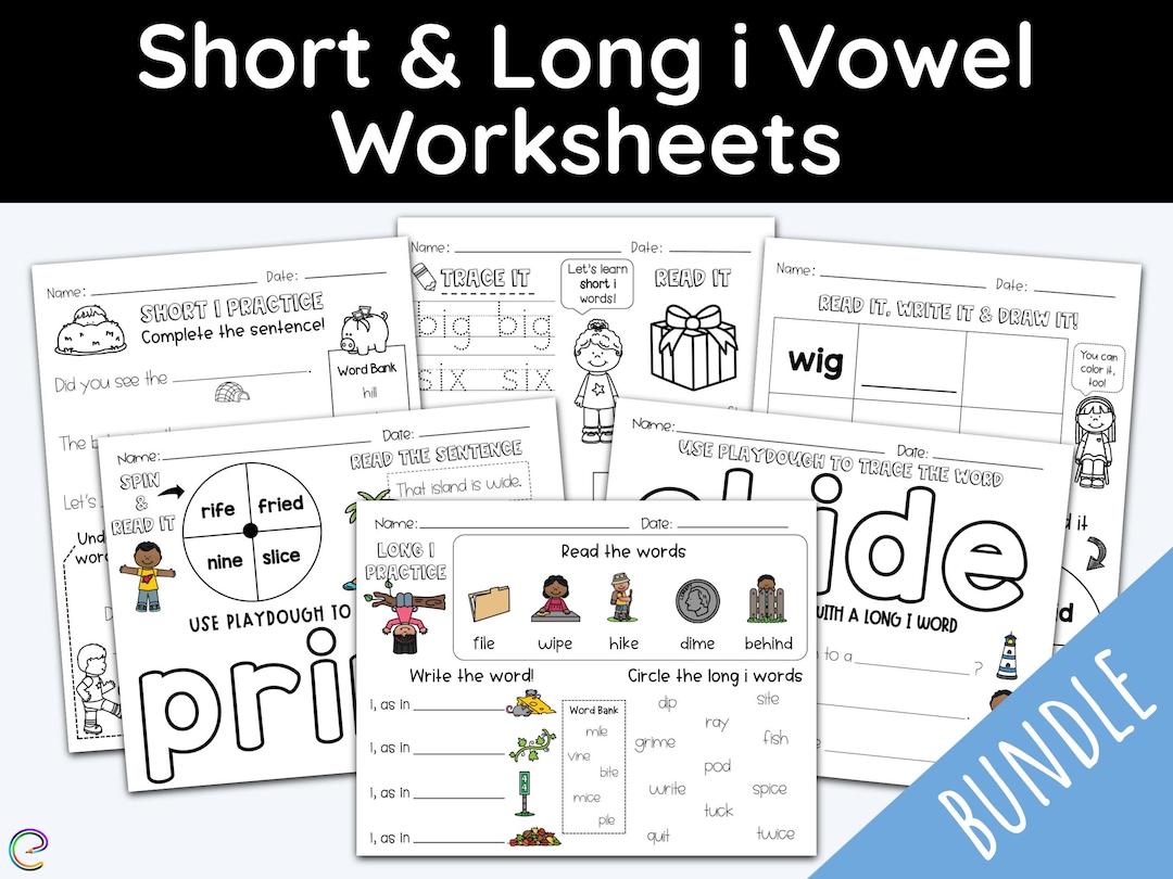 Worksheet Bundle, Vowels, Long Vowel Worksheets, Short I, Long I ...