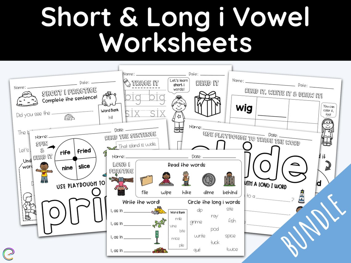 Worksheet Bundle Vowels Long Vowel Worksheets Short I Long - Etsy