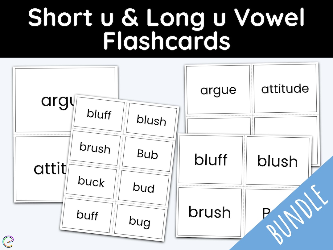 Short U, Long U, Vowel Sounds, Flash Cards, Early Learning, 1st Grade ...