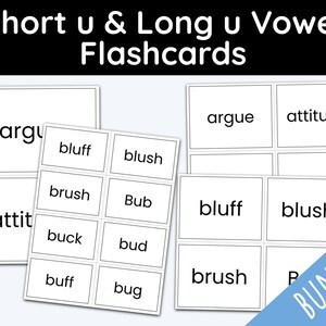 Short U, Long U, Vowel Sounds, Flash Cards, Early Learning, 1st Grade ...