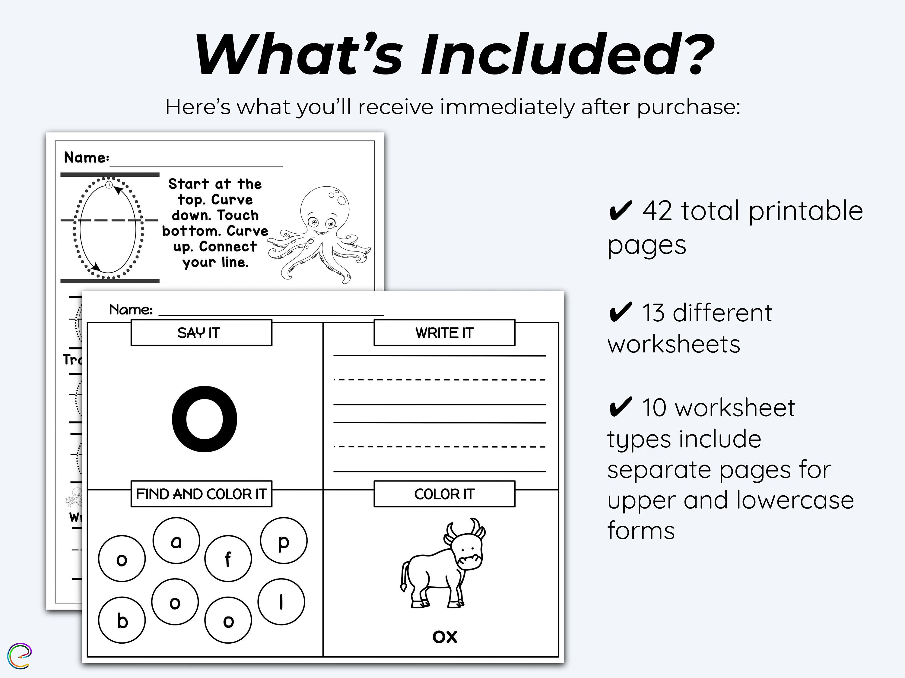 42 Letter O Children Worksheets Alphabet Printable Letter - Etsy