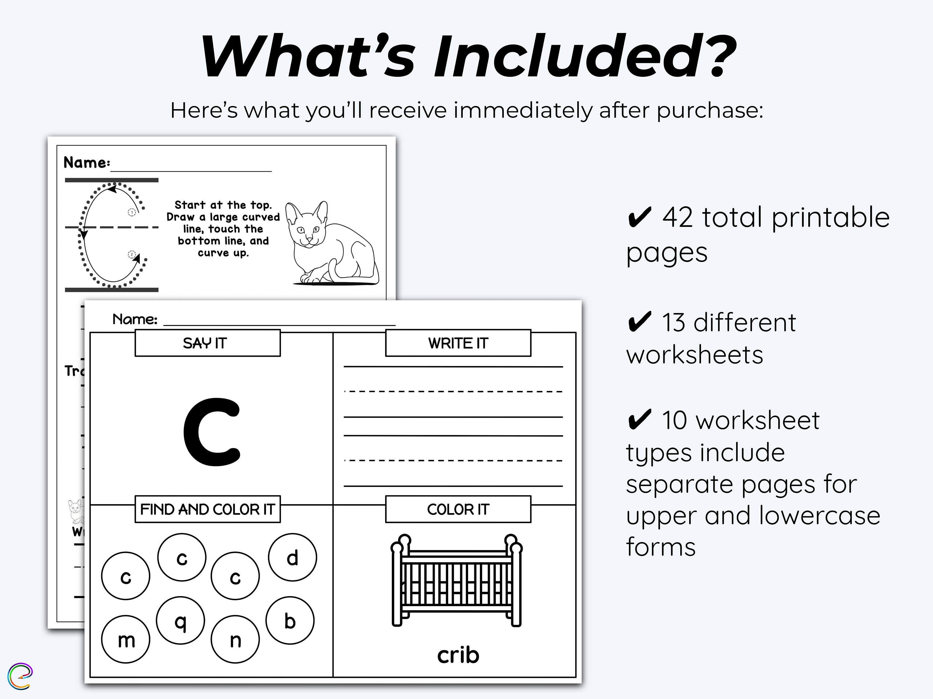 42 Letter C Education Printables, Alphabet Worksheet Mega Bundle ...
