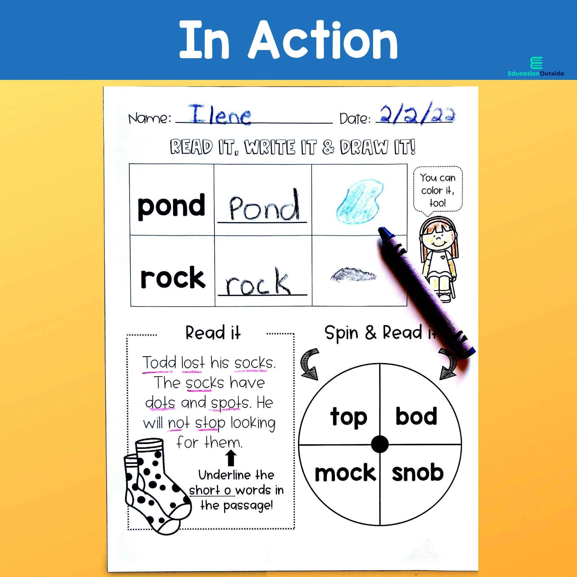 Short O, Short Vowel, CVC Words, Children Worksheets, Reading Printable ...