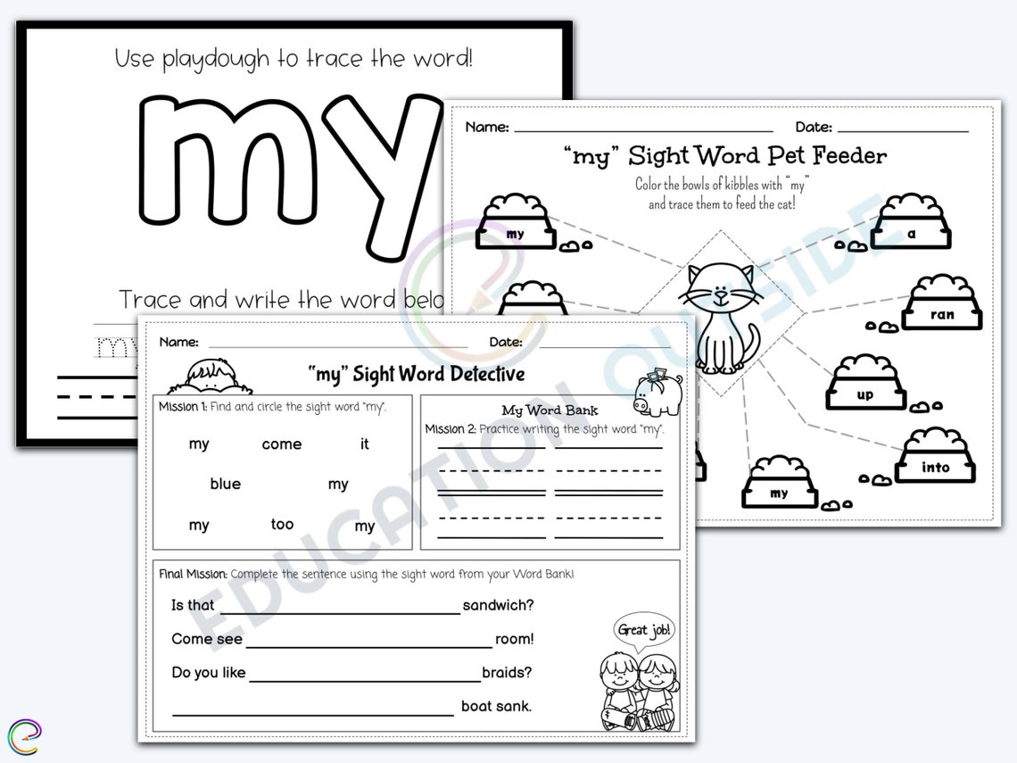 Sight Word Worksheet, Sight Word My, Reading Printable, 1st Grade ...