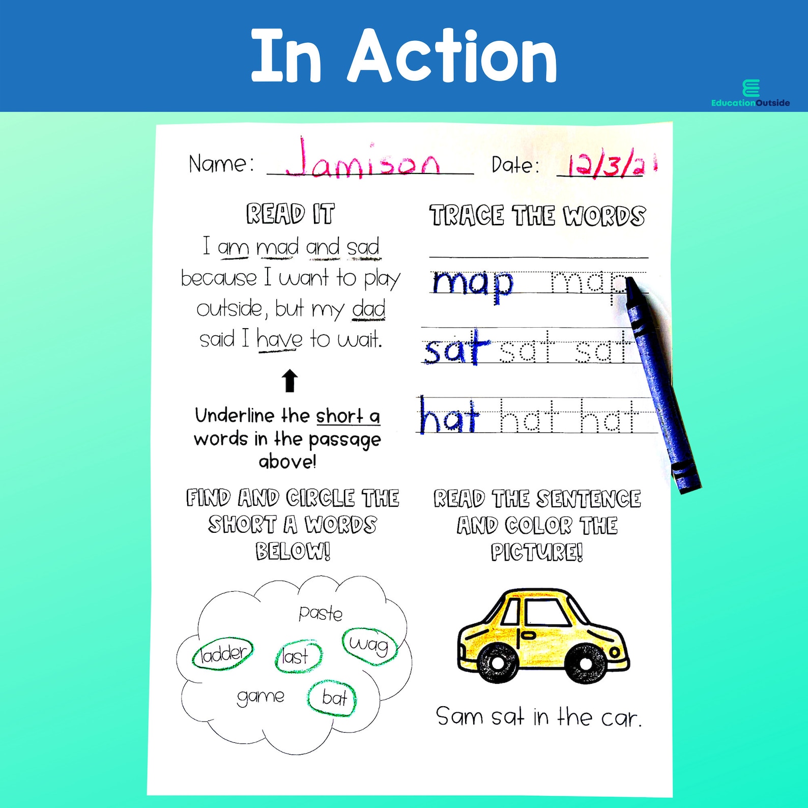 Short Vowel, Letter A, Children Worksheets, Vowel Sounds, Kindergarten ...